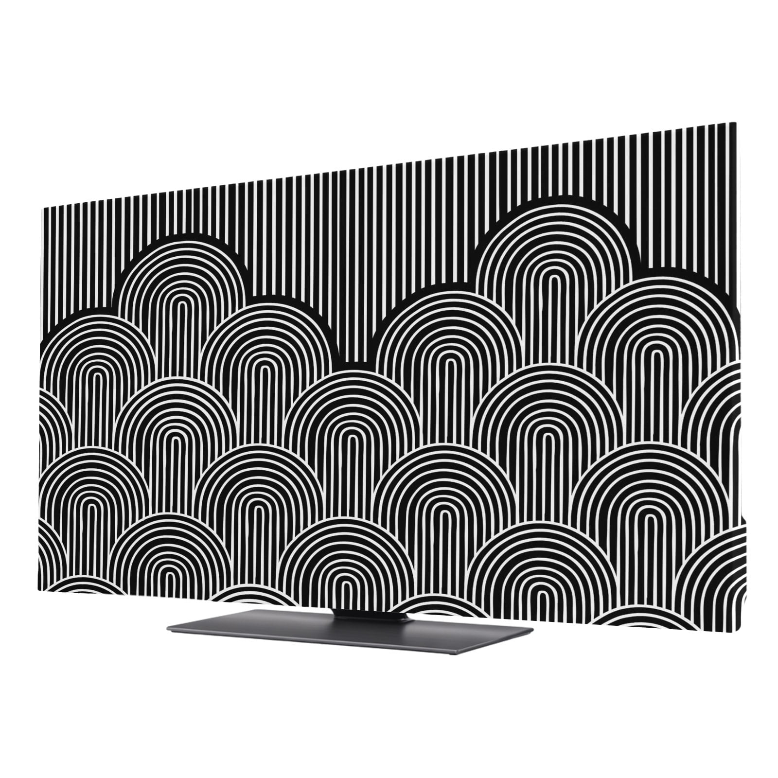 Black Boho TV Cover for 55 Inch Screen, Stretch Fabric Dustproof TV ...