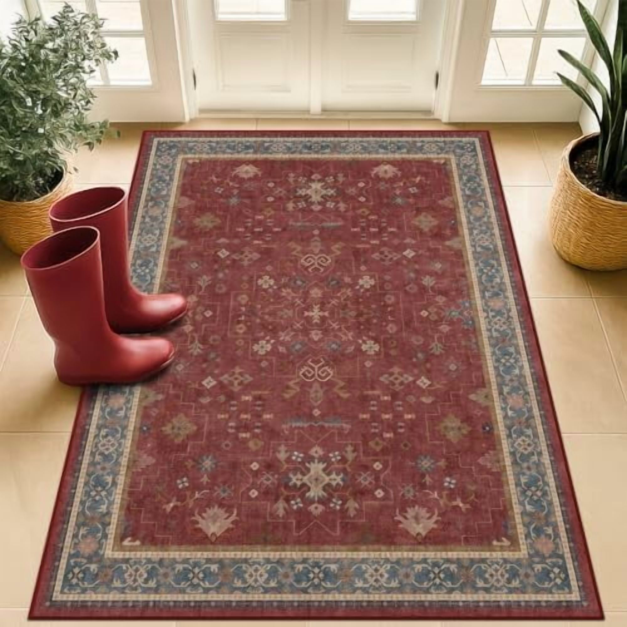 Black Boho Washable 2x6 Runner Rugs for Hallway Kitchen Bedroom Beside ...