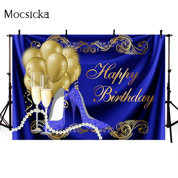 Black Bokeh Adult Happy Birthday Backdrop Pink Balloons Women Birthday Party Background Decor ...