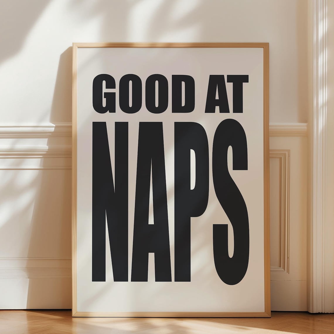 Black Bold Typography Print, Good At Nap Print, Above Bed Decor, Trendy ...