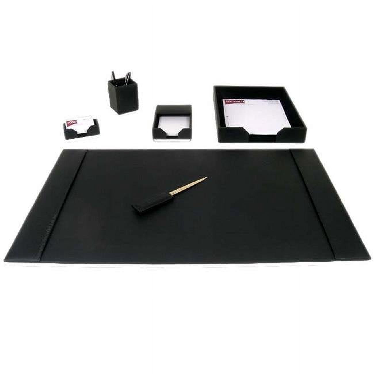 Black Bonded Leather 6-Piece Desk Set - Walmart.com
