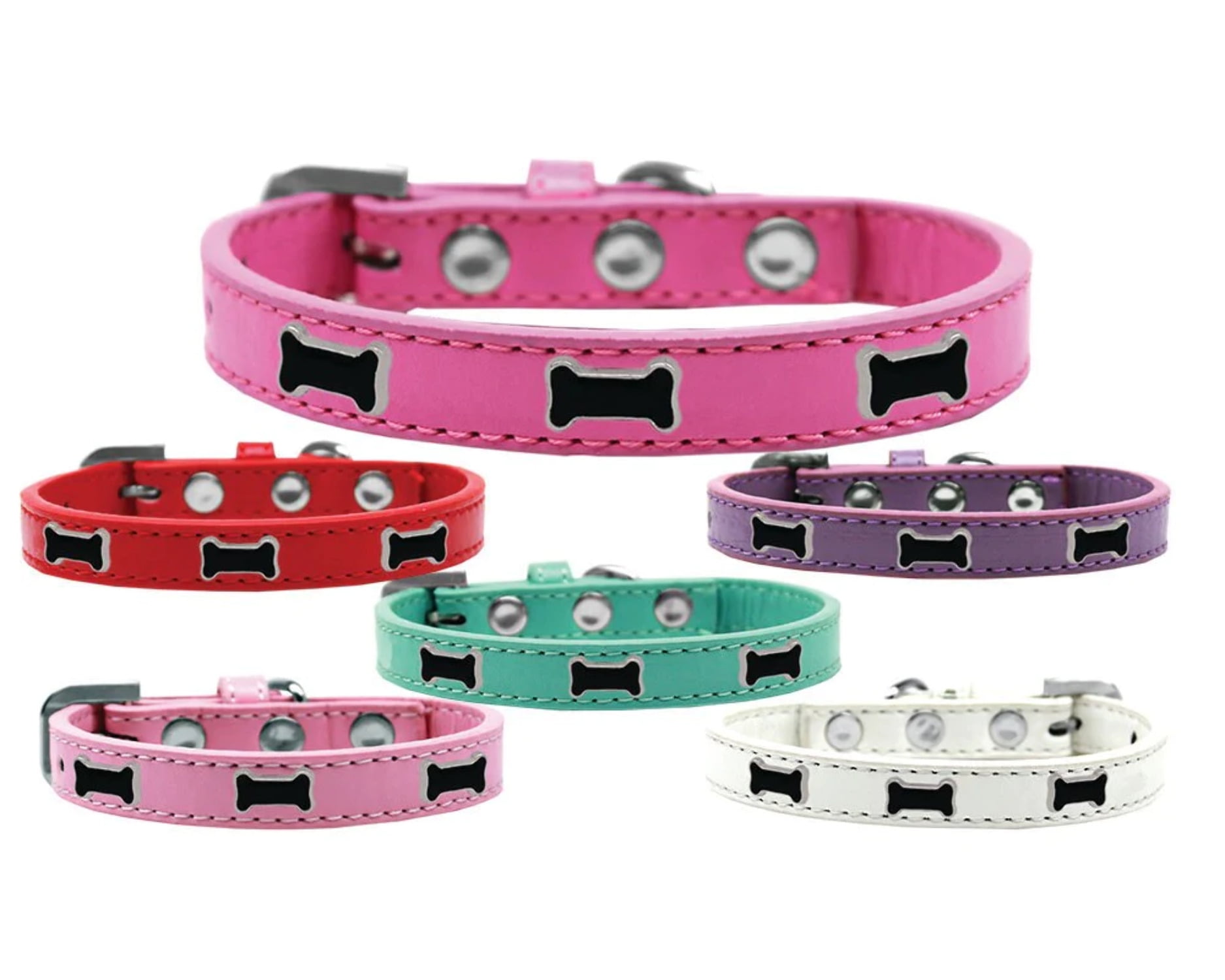 Dog, Puppy Pet Widget Fashion Collar, "Black Bone" - Walmart.com
