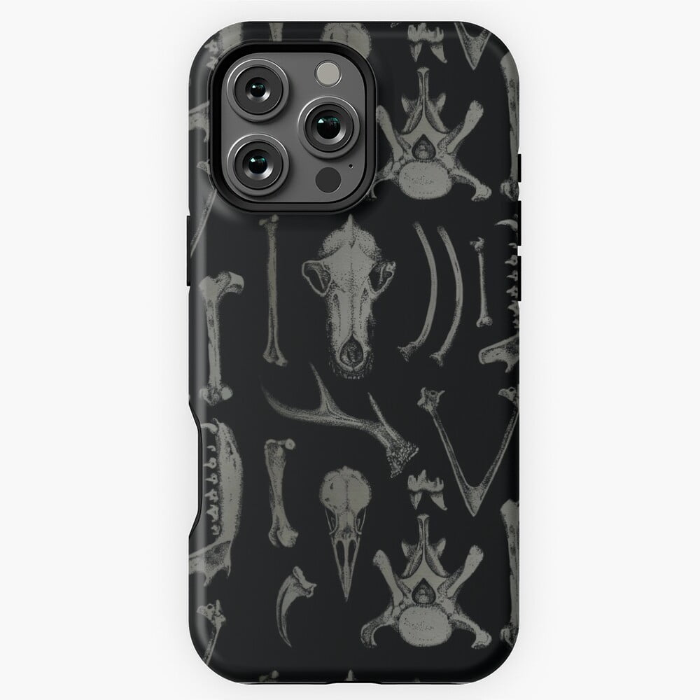 Black Bones Anatomical animal bones illustration pattern Phone Case for ...