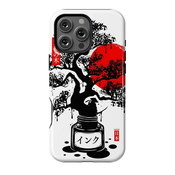 Black Bonsai Ink Minimal Design For iPhone 11 to 17 Pro Max Compatible ...