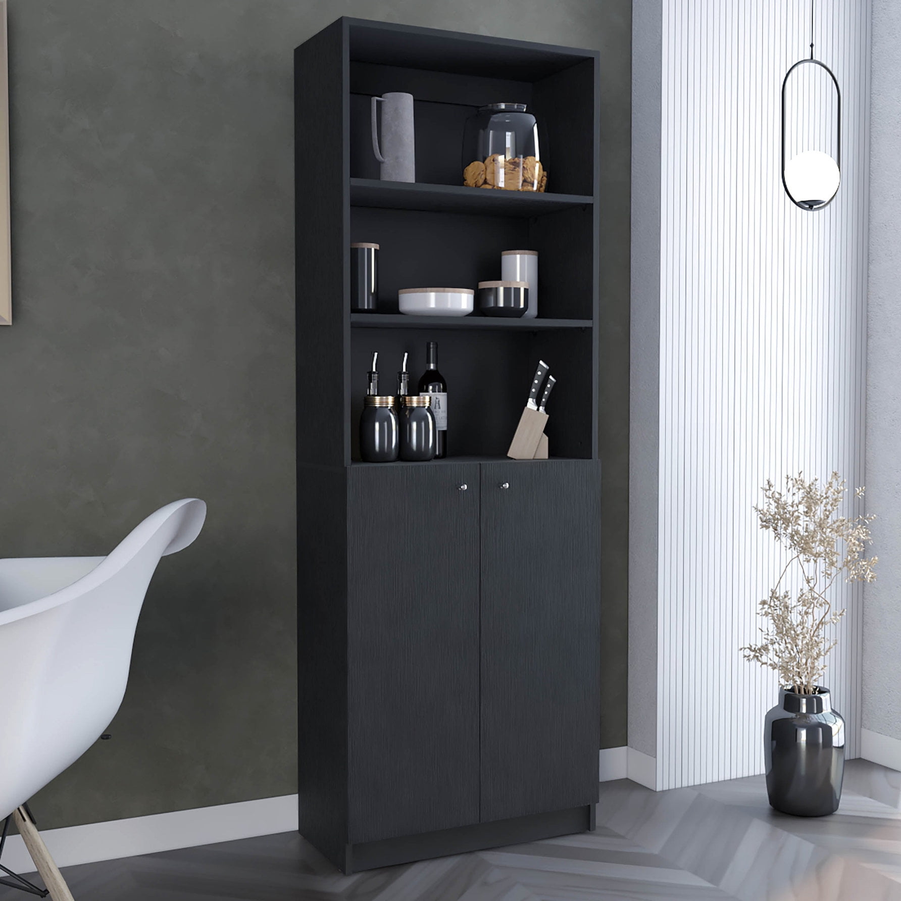 Black Bookcase & Functional Design - Home Music Room and Sheet Music ...