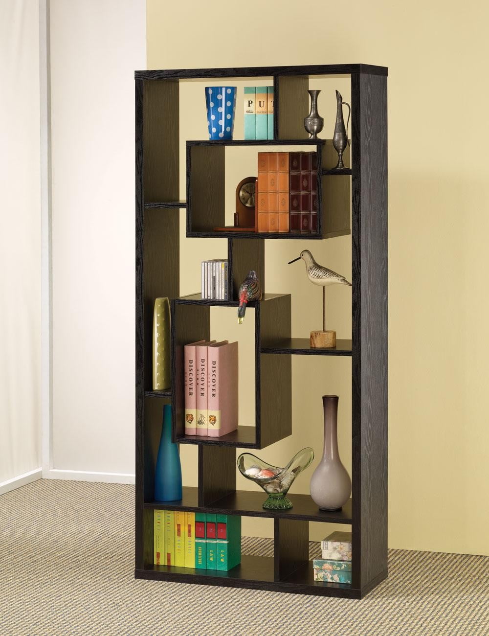 Black Bookcase With Interlocking Shelves - Walmart.com