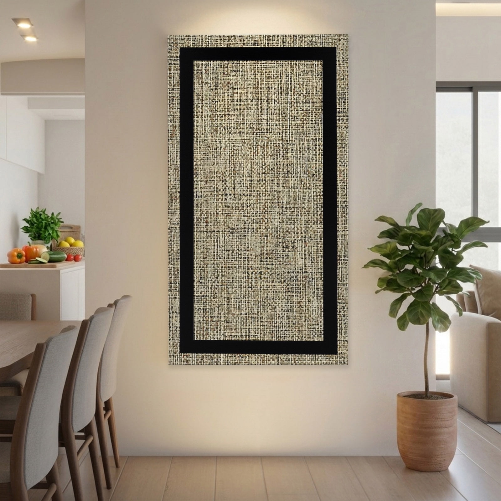 Black Border Canvas Wall Art for Living Room, Farmhouse Burlap Weave ...