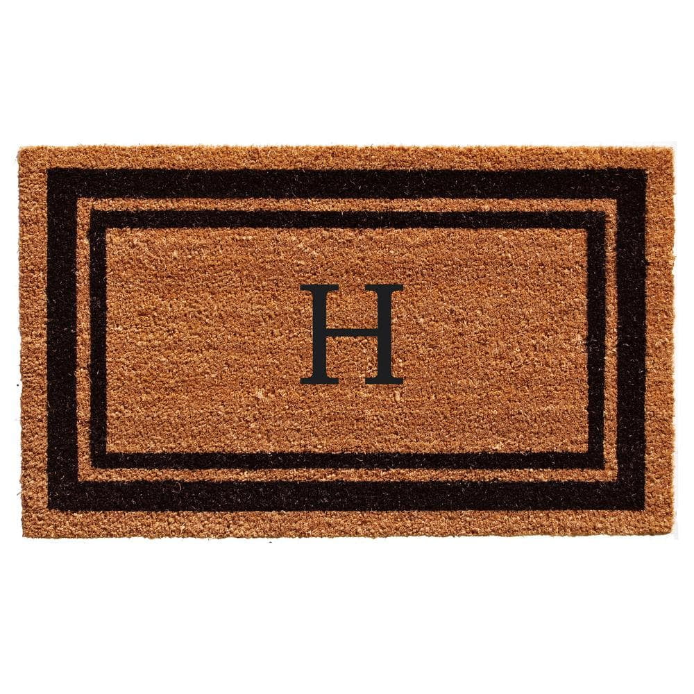 Black Border Door Mat 24 in. x 36 in. Monogram H Door Mat - Walmart.com
