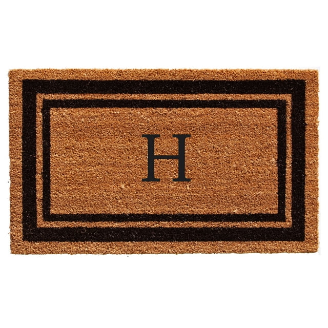 Black Border Monogram Doormat (Letter H) - Walmart.com