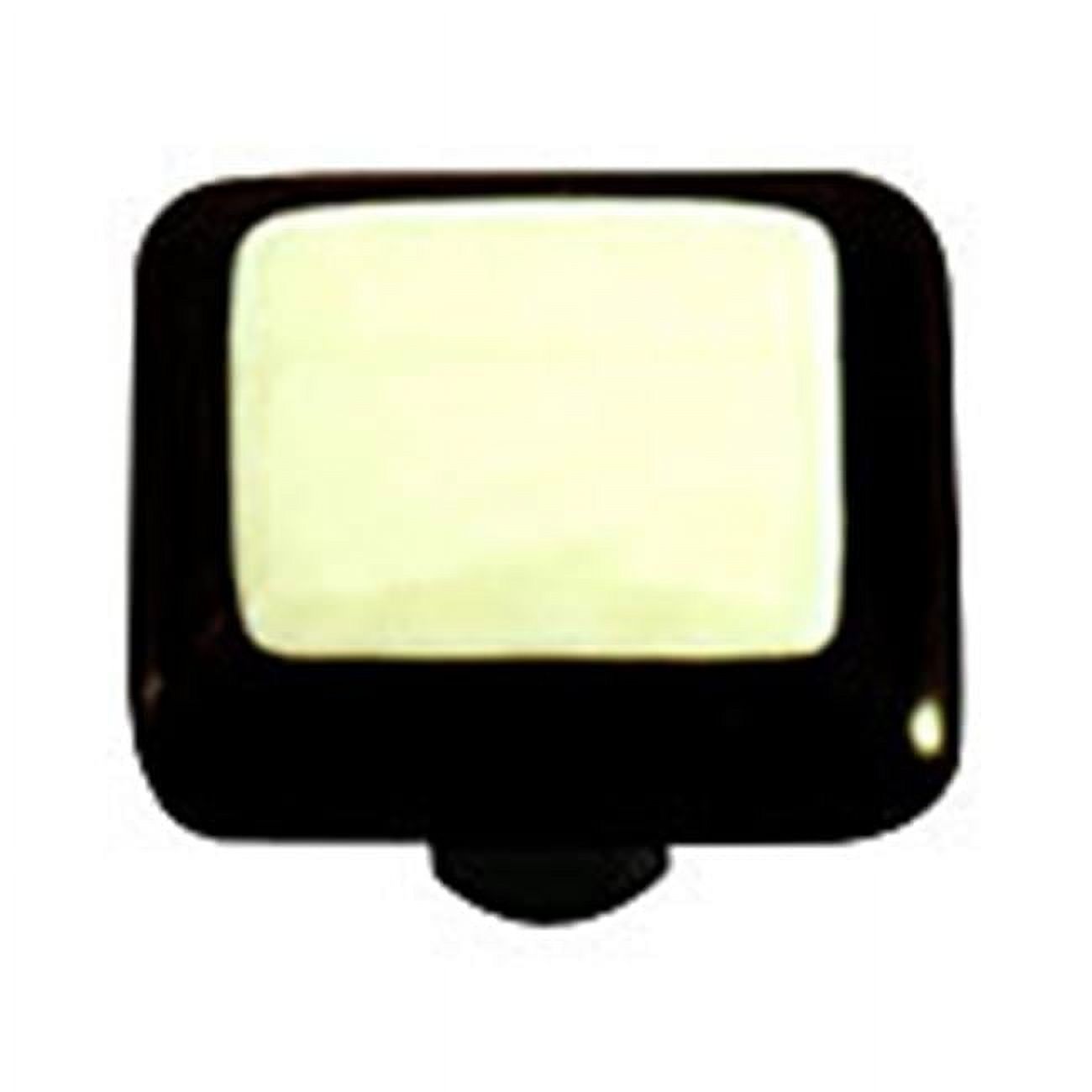 Black Border with French Vanilla Square Glass Cabinet Knob - Black Post ...
