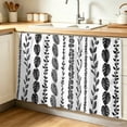 Black Botanical Cabinet Curtains for Shelves, Summer Botanical Leaf ...