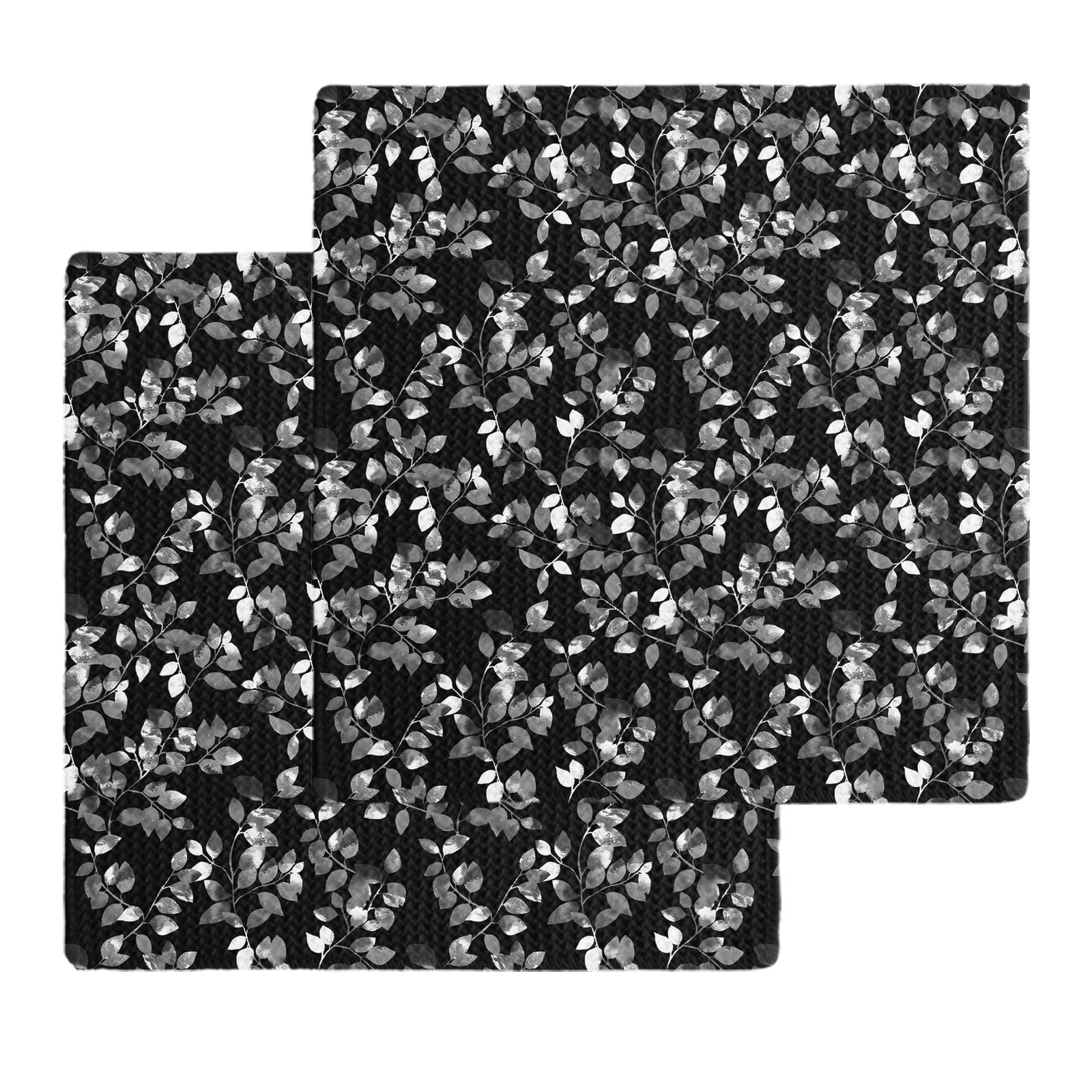 Black Botanical Kitchen Dish Towels for Drying Dishes Set of 2 ...