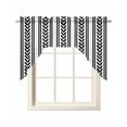 Black Botanical Swag Curtains for Kitchen Modern Farmhouse Striped ...