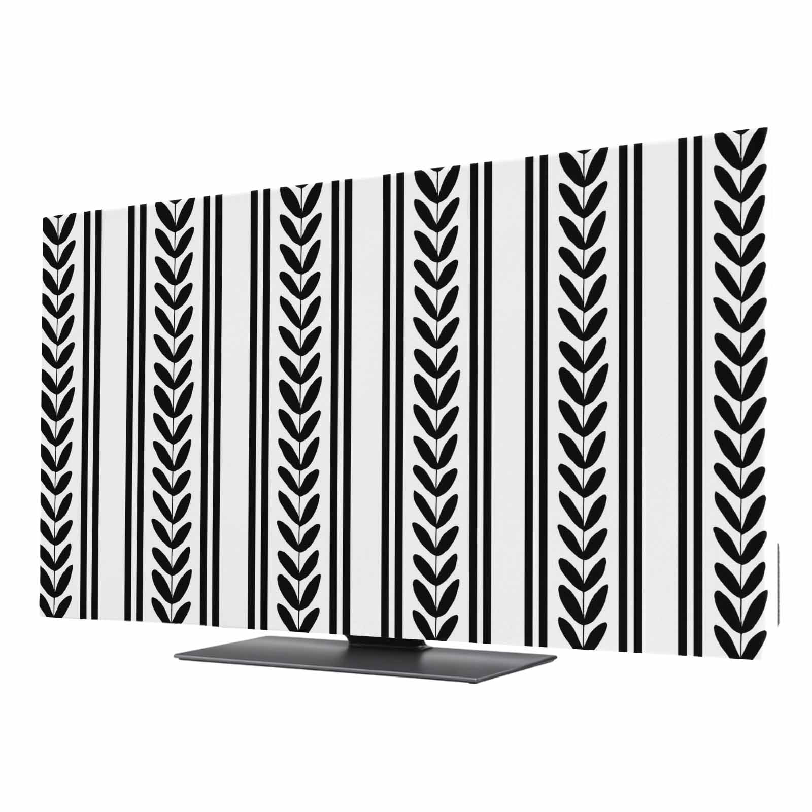 Black Botanical TV Cover for 65 Inch Screen, Stretch Fabric Dustproof ...