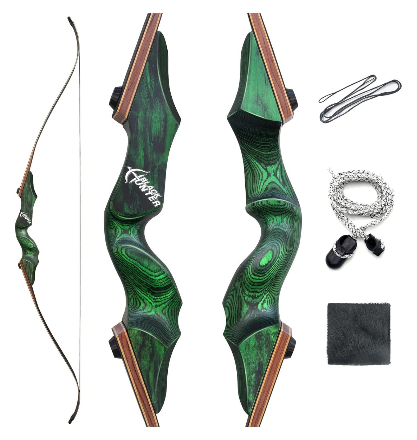 Black Bow 60" Archery Left Hand Recurve Bow 20-60LBS Archery Set Adult ...