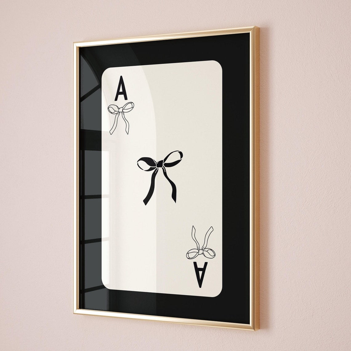Black Bow Ace Card Print, Black White Aesthetic, Preppy Wall Art, Retro ...