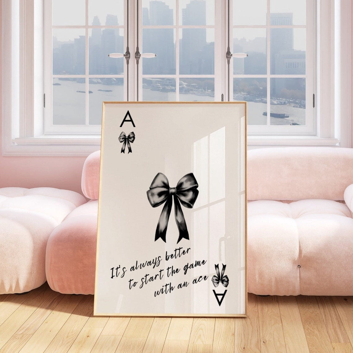 Black Bow Ace of Spades Playing Card Wall Art, Unframed Paper Print ...