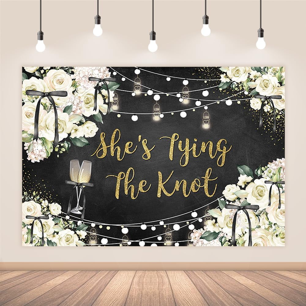 Black Bow Bridal Shower Backdrop She's Tying The Knot Photography ...