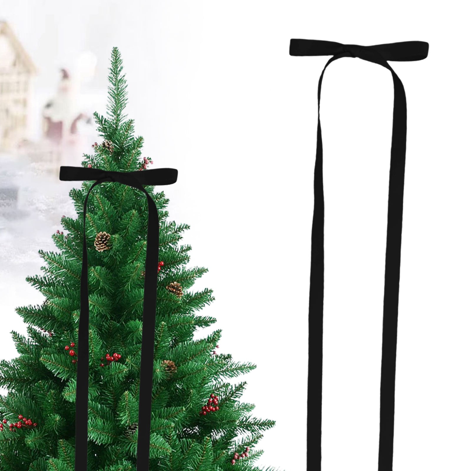 Black Bow Clip for Women with Silky Long Tail Satin Ribbon, Cute Tassel ...