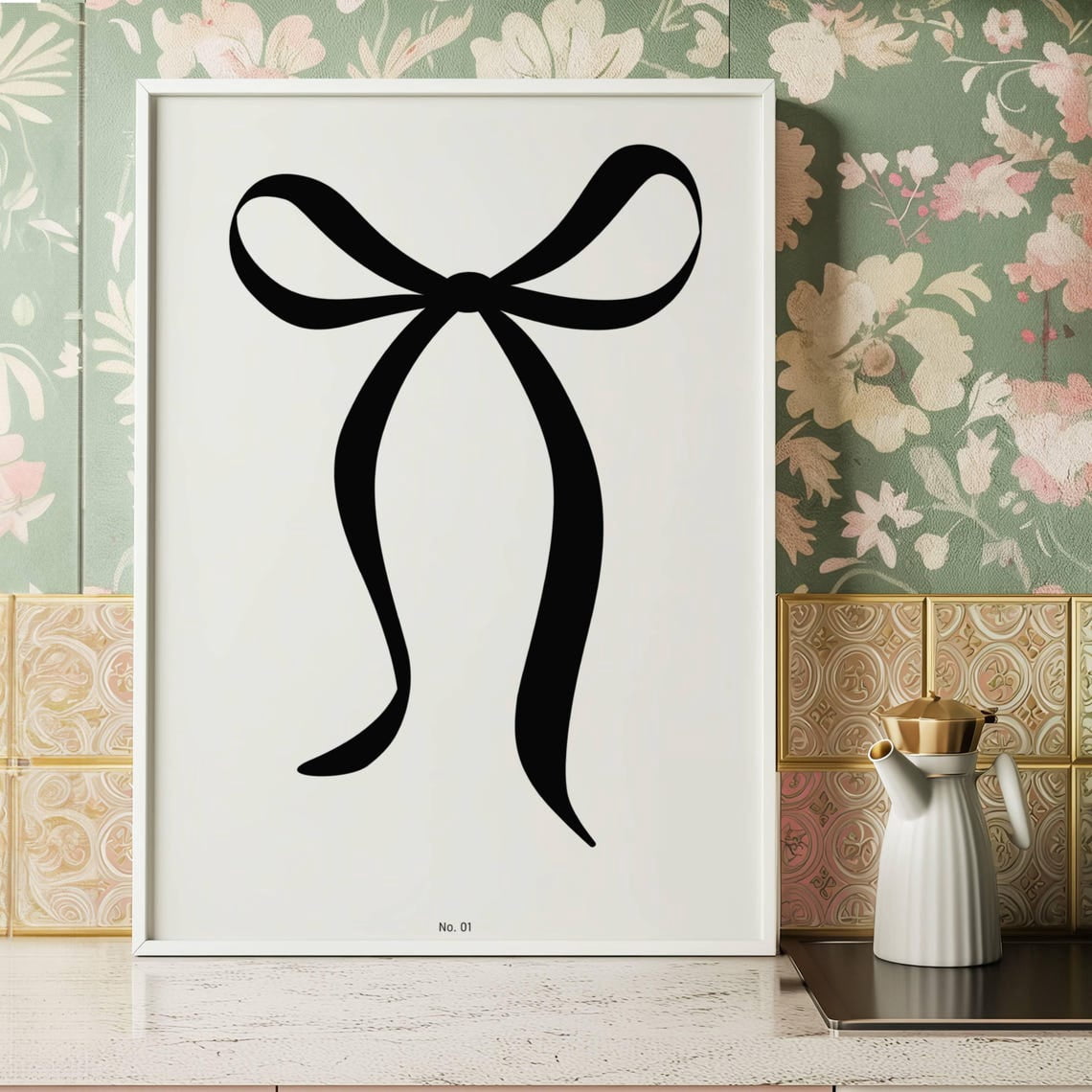 Black Bow Modern Coquette Wall Art Print, Unframed Paper Poster 11x14in ...