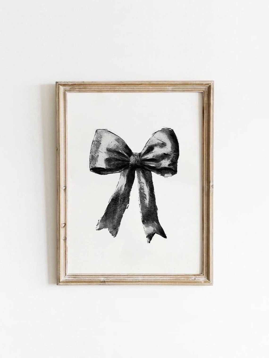 Black Bow Preppy Art Dorm s Aesthetic White Retro s Black Girly ...