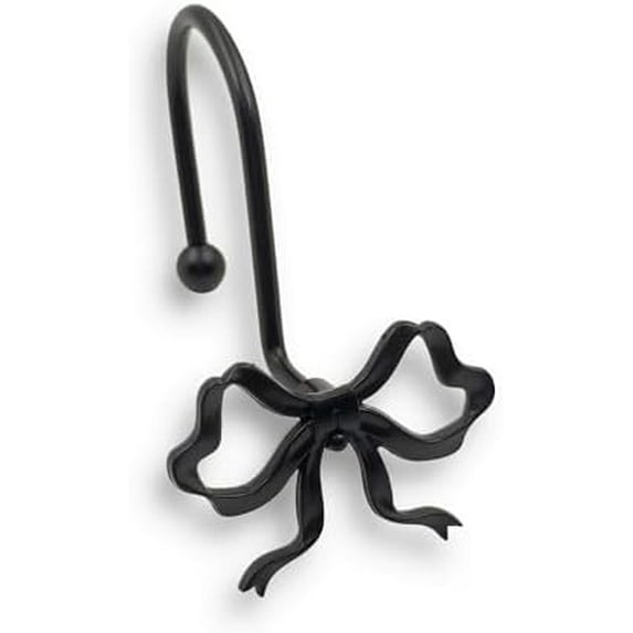 Black Bow Shower Curtain Hooks, 12 Pack Decorative Metal Rust Proof ...