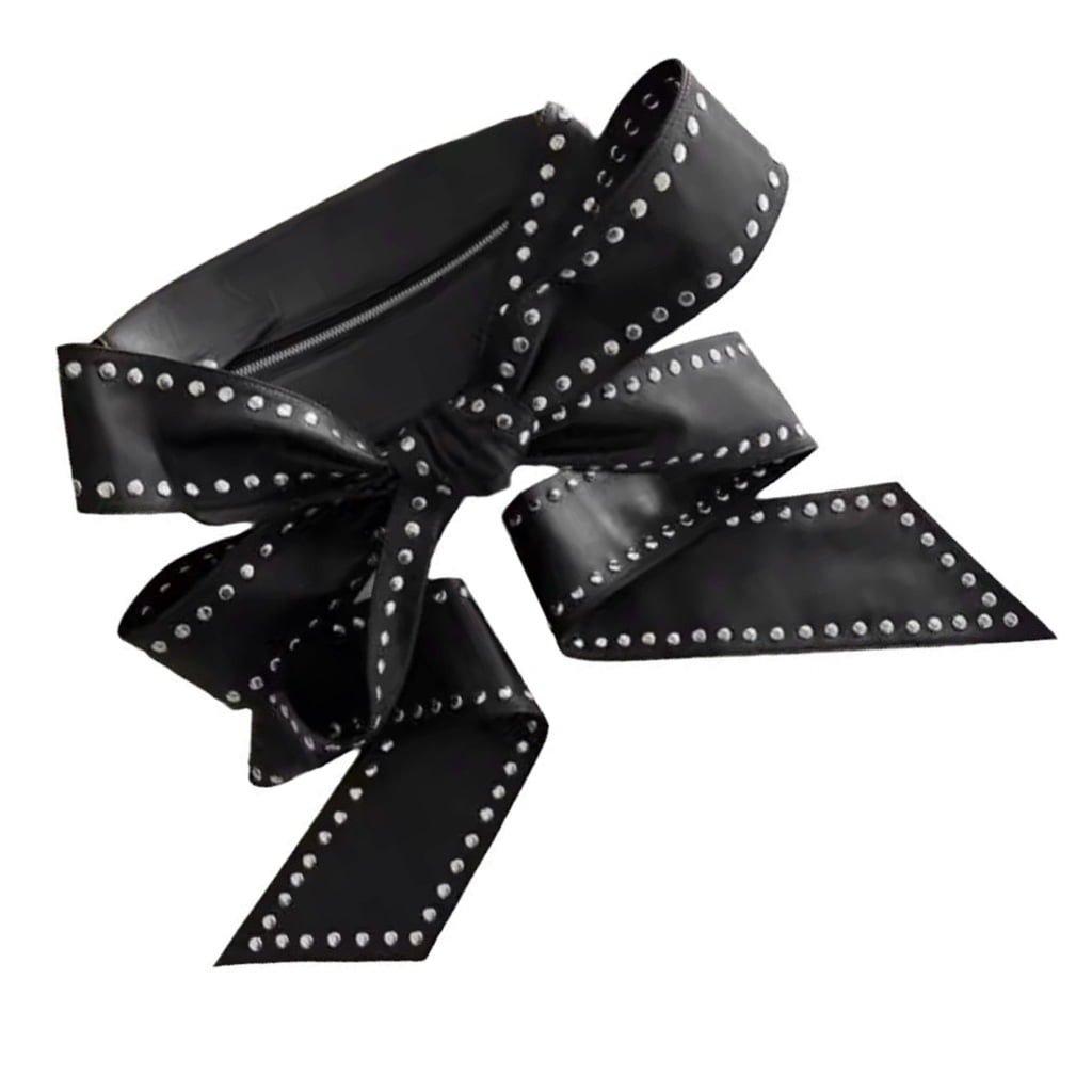 Black Bowknot And Studded Handbag PU Armpit Purse For Women Who Love ...