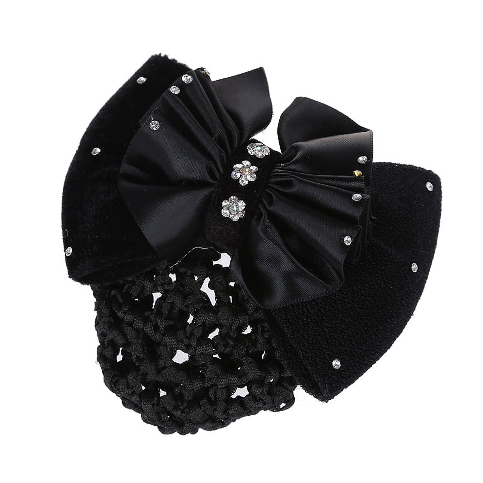 Black Bowknot Barrette Hair Clip Snood Net for Women - Walmart.com