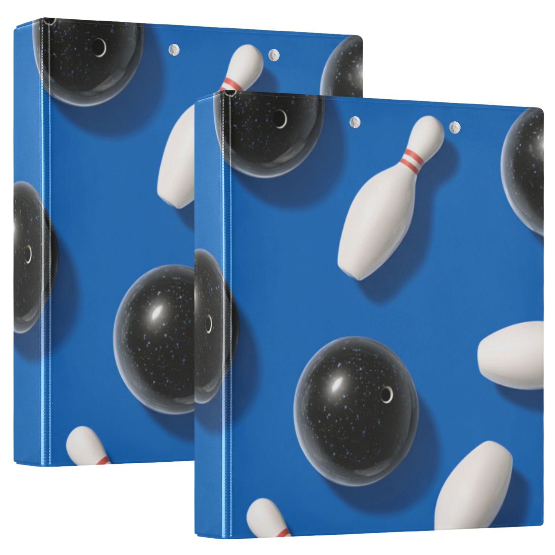 Black Bowling Balls White Pins Round Ring Binder 3 Rings 1.5" Capacity ...