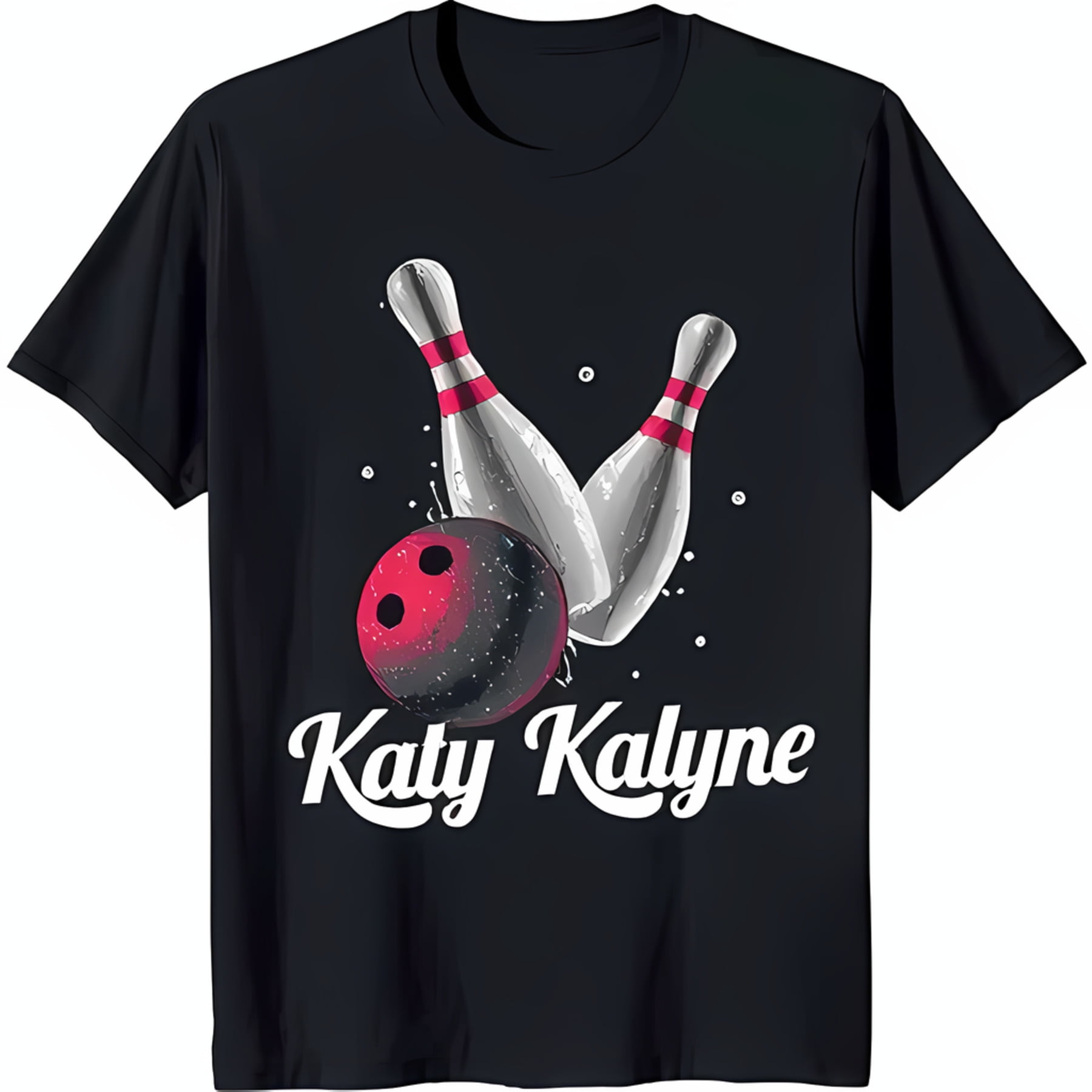 Black Bowling T-Shirt with Knocked Down & Ball Design 'Katy Kalyne ...