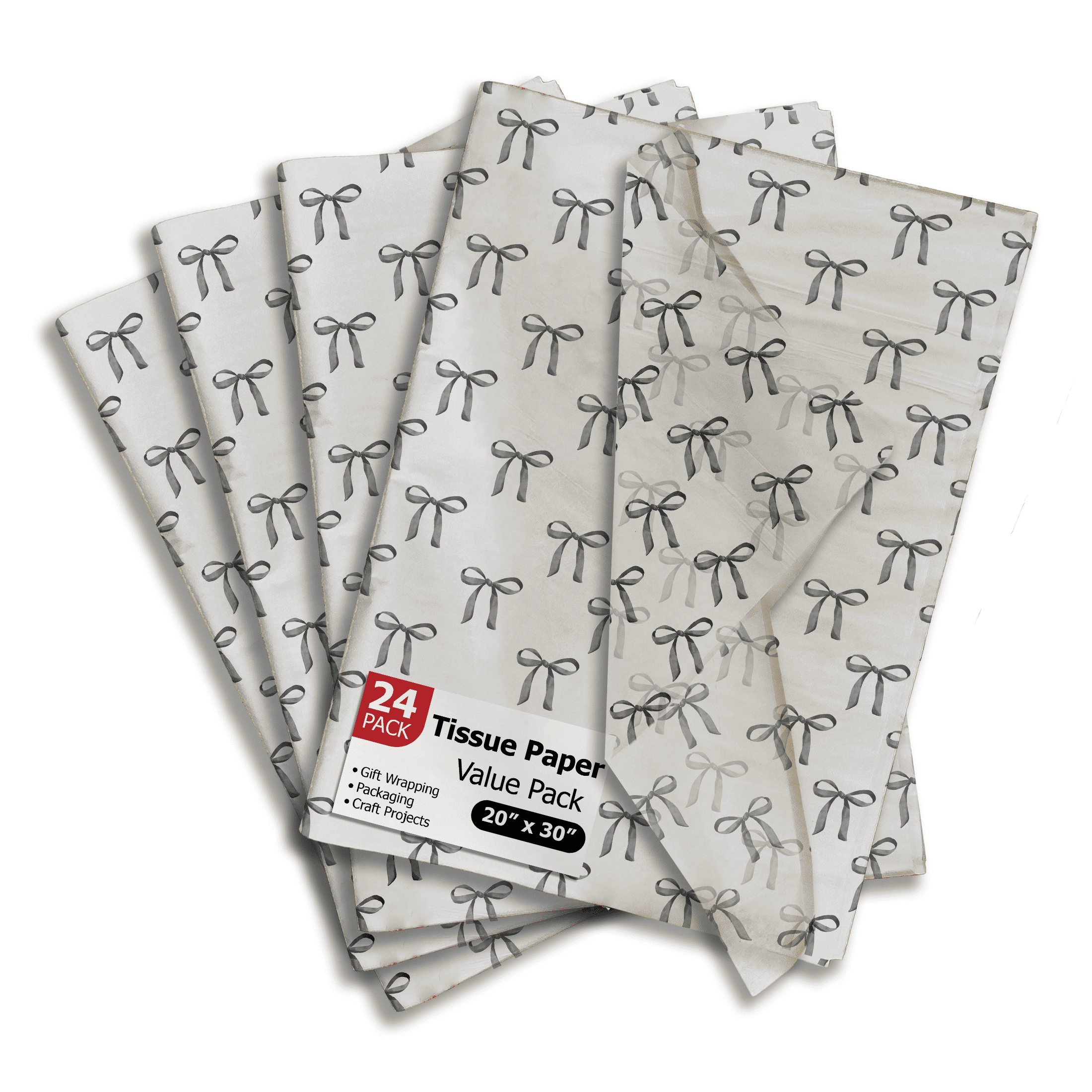 Black Bows Printed Tissue Paper for Gift Bags or Boxes and Wrapping ...