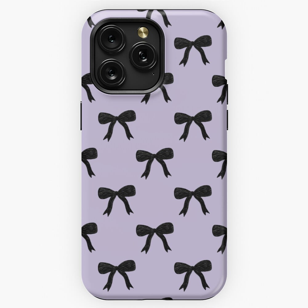 Black Bows Texture Purple Seamless Pattern iPhone Case 17 to 11 Pro Max ...