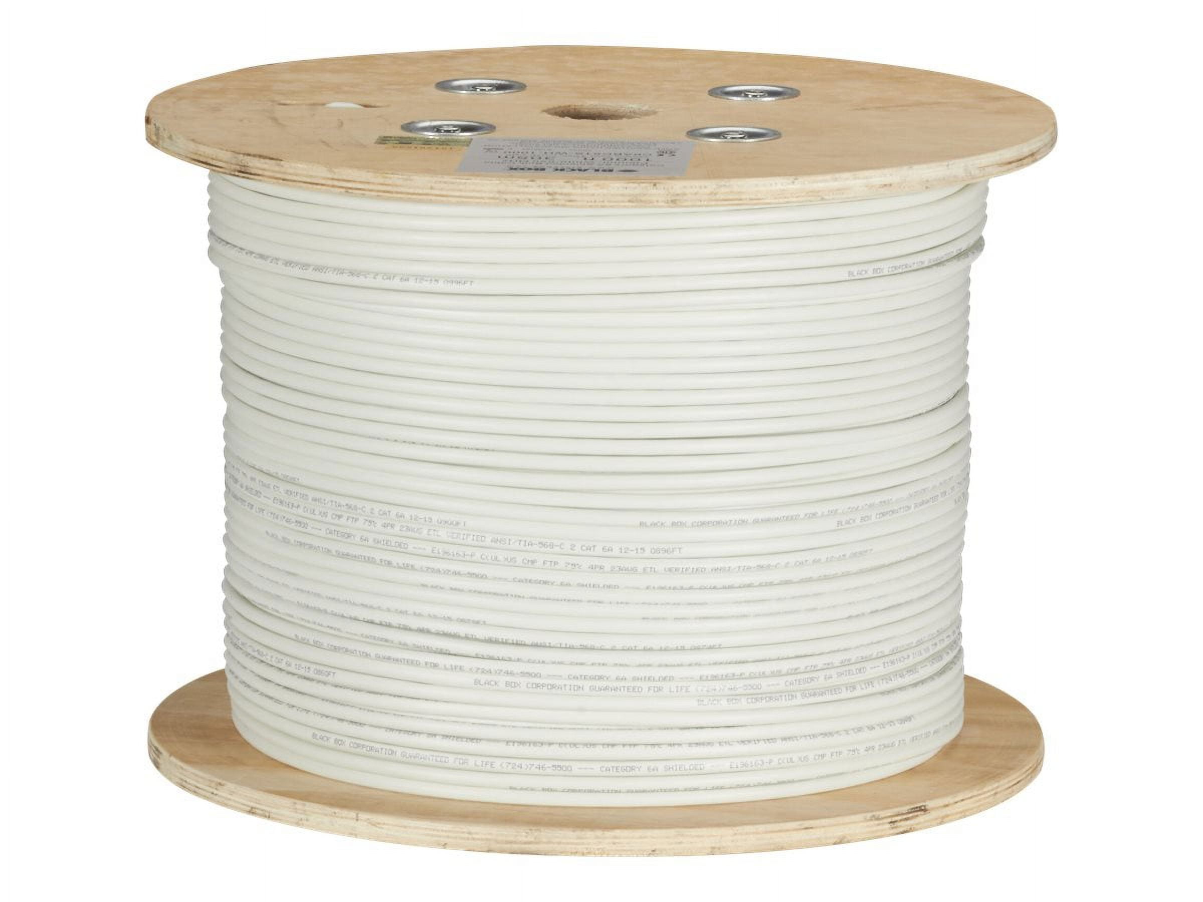 Black Box 1000ft Cat6A 650MHz Bare Wire Shielded Bulk Cable White ...