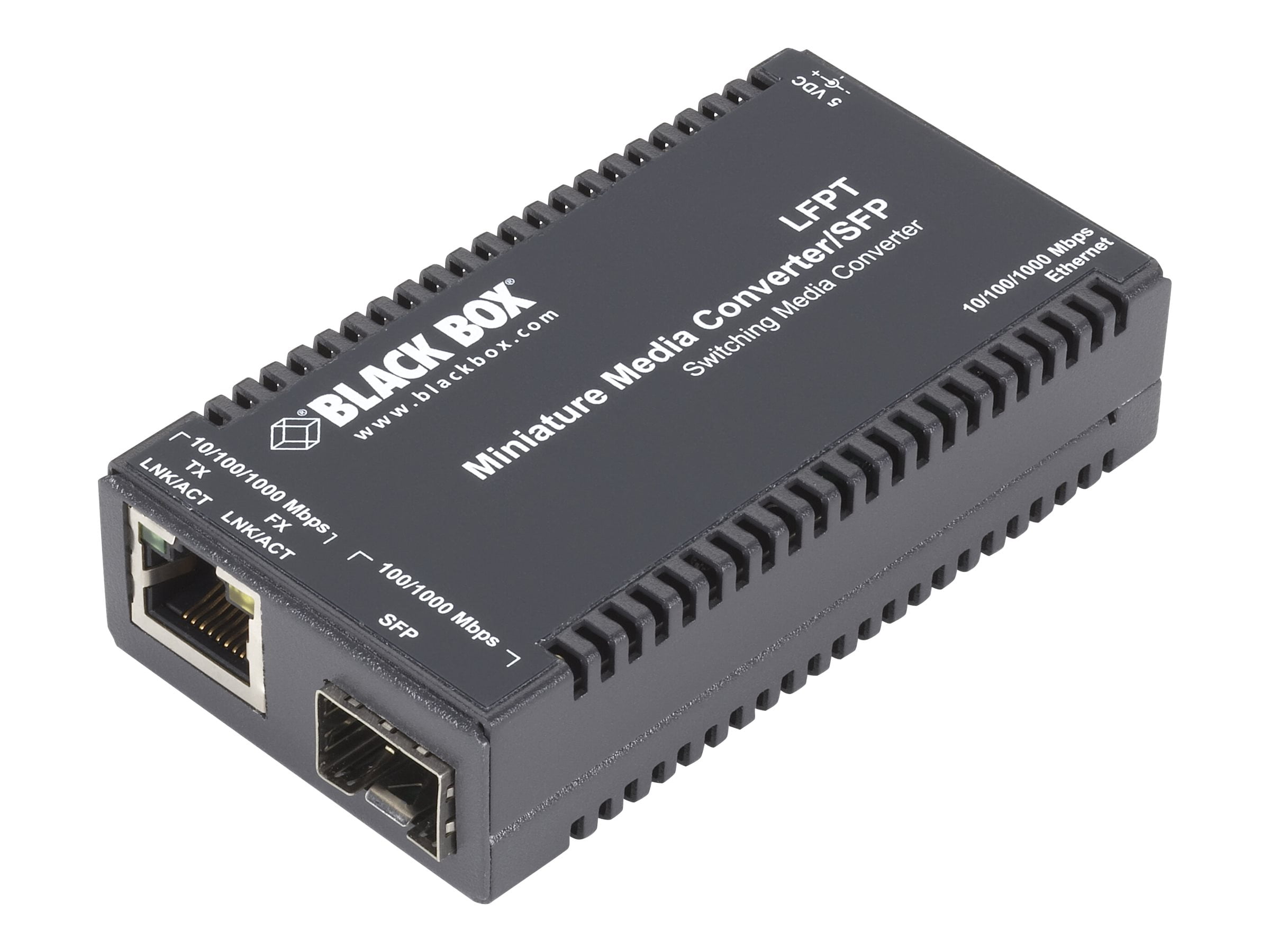Black Box MultiPower Miniature Media Converter, 10-/100-/1000-Mbps ...