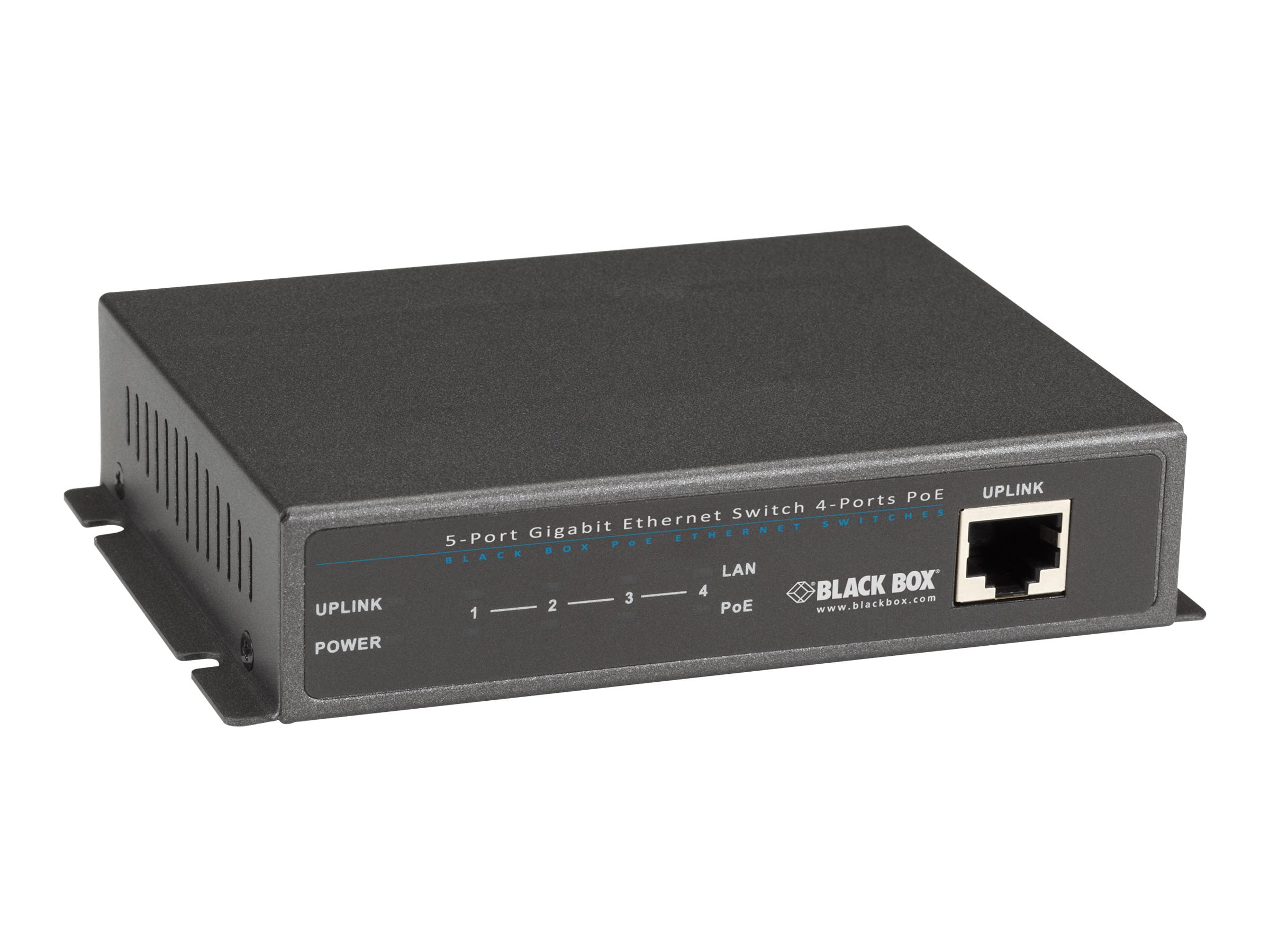Black Box Gigabit Switch - Switch - 4 x 10/100/1000 (PoE) + 1 x 10/100 ...