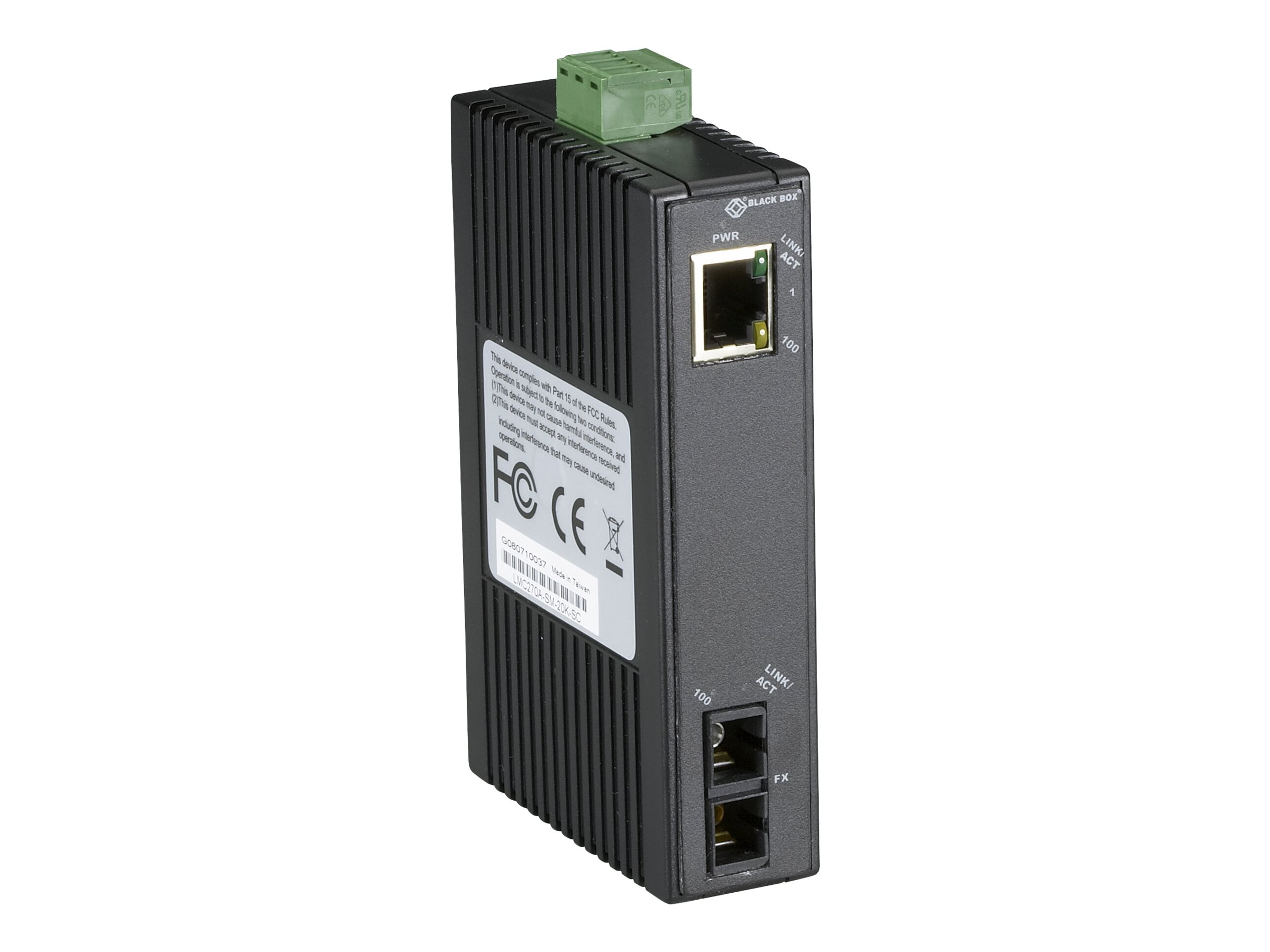 Black Box Hardened Mini Industrial - Fiber media converter - 100Mb LAN ...