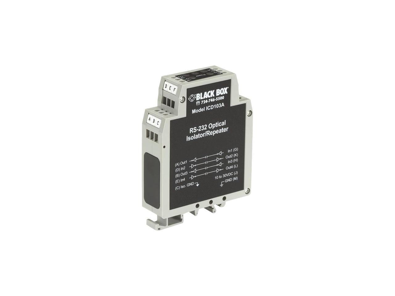 Black Box ICD103A Box Din Rail Repeater With Opto-Isolation, Rs-232 ...