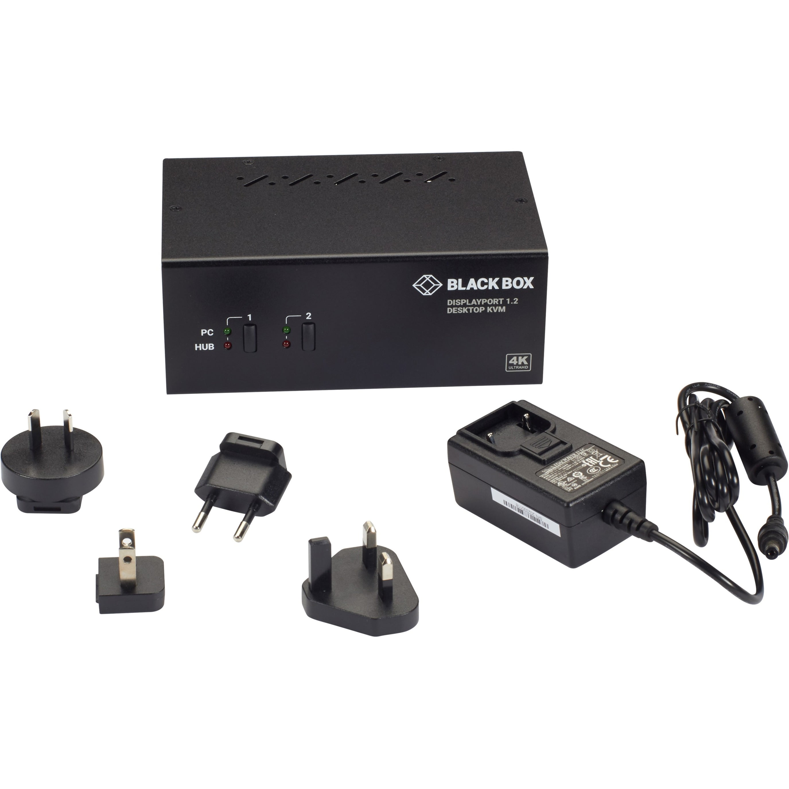 Black Box KVM Switch Dual-Monitor DisplayPort 1.2 4K 60Hz USB 3.0 Hub ...