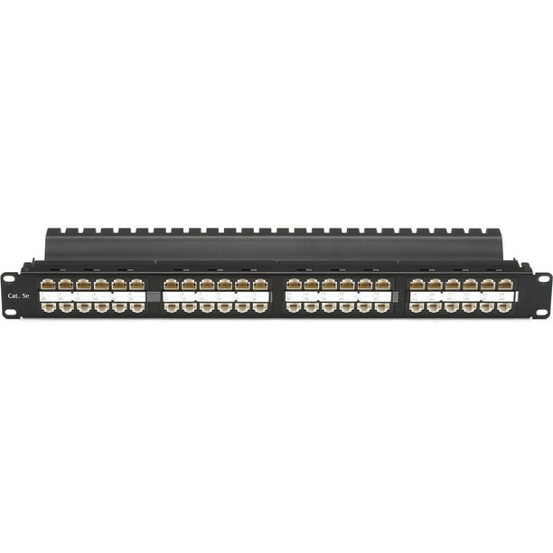 Black Box SpaceGAIN CAT5e High-Density Feed-Through Patch Panel, Unshielded, 48-Port, 1U ...