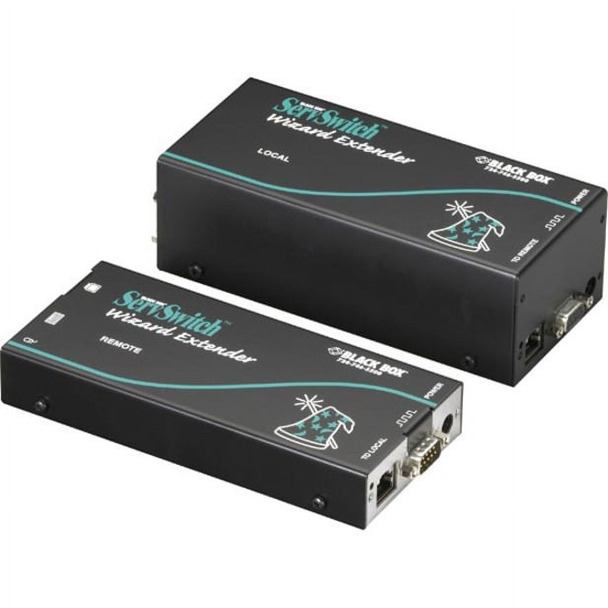 Black Box Wizard KVM Extender, Dual VGA, PS/2, RS232, Dual-Access, CATx ...