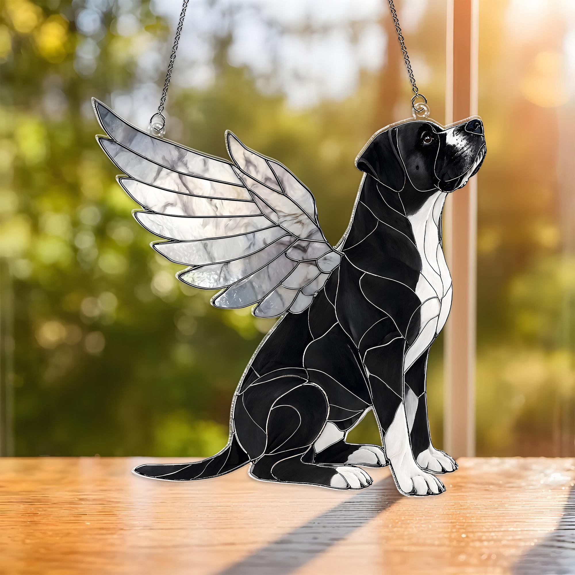 Black Boxer Dog Memorial Acrylic Suncatcher,Boxer Dog Window Hanging ...