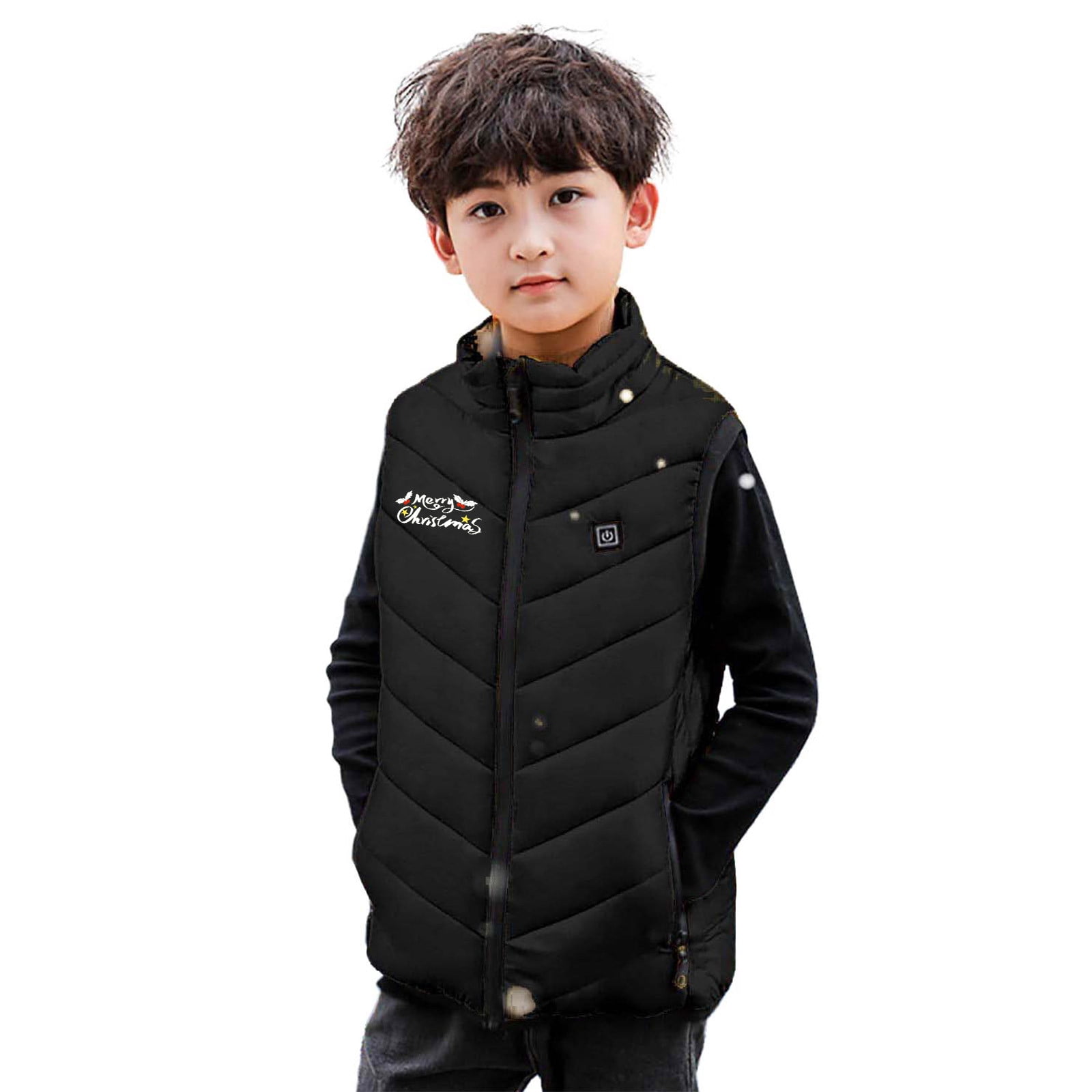 Black Boy Girl Children Boy Girl Vest Coat for Child Graphic Heated ...