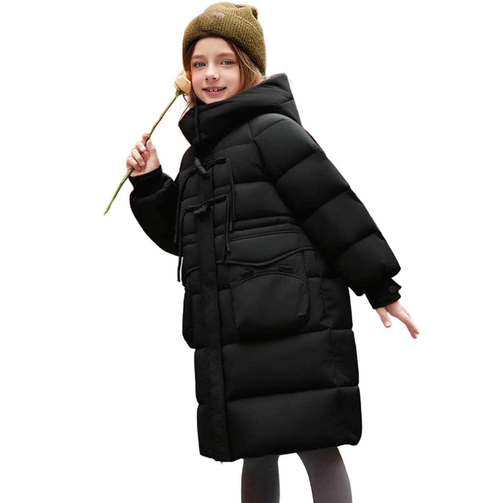 Black Boy Girl Long Hoods for Kids Girl Boy Fall Winter Brunch Thermal ...