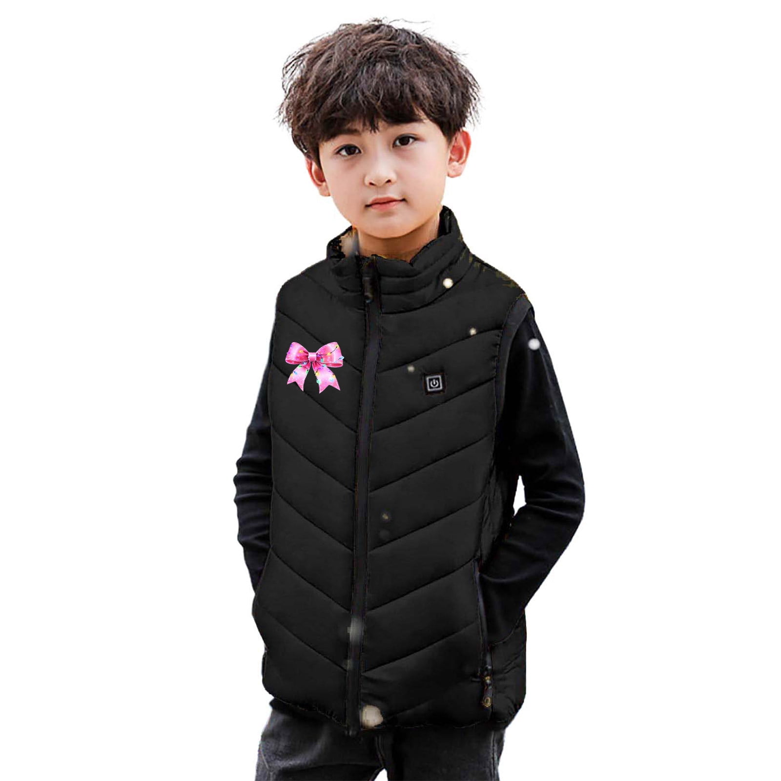 Black Boy Girl Vest for Children Boy Girl Fall Winter Graphic Heated ...