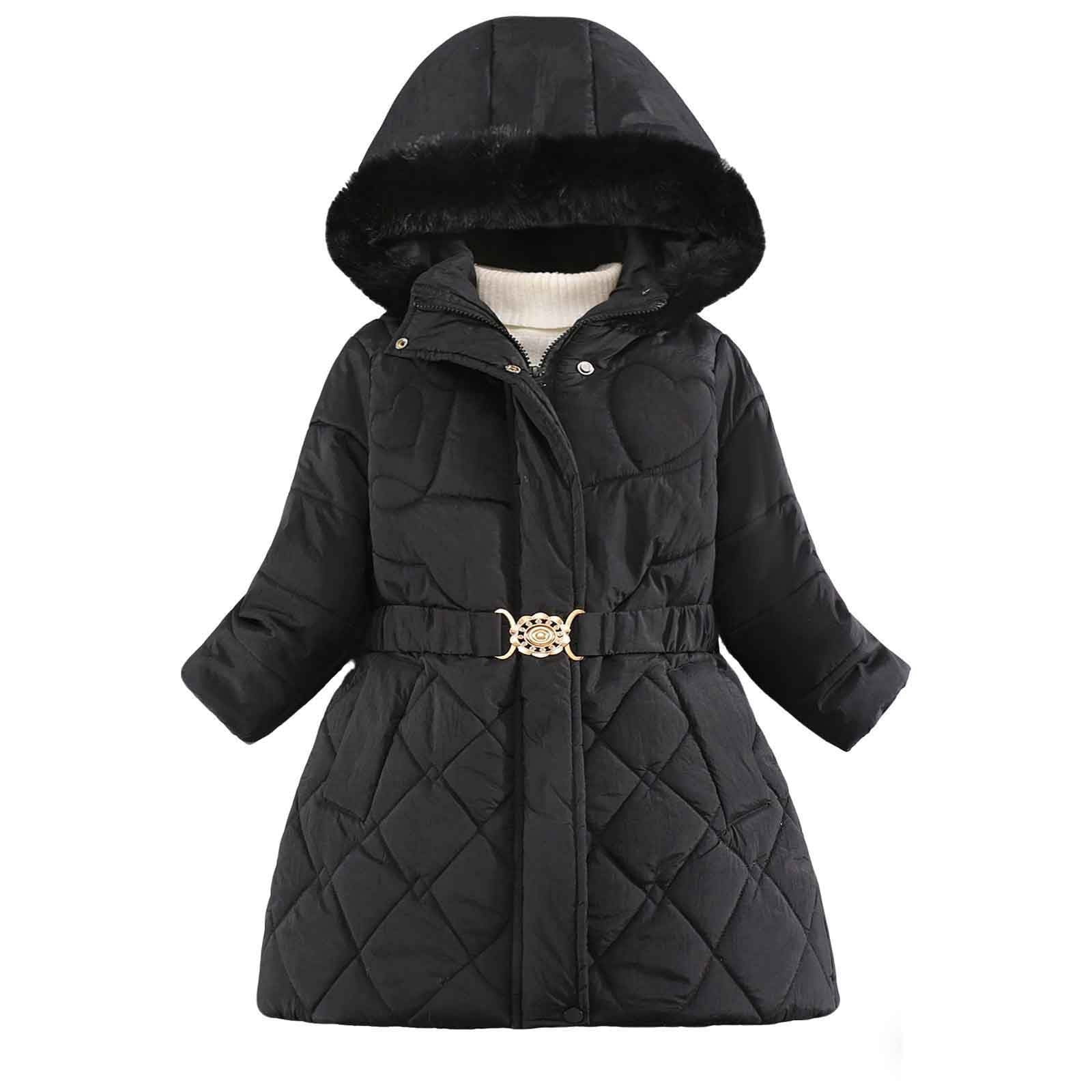 Black Boy Girl Warm Thick with Hood Puffer Jackets for Girl Winter Fall ...