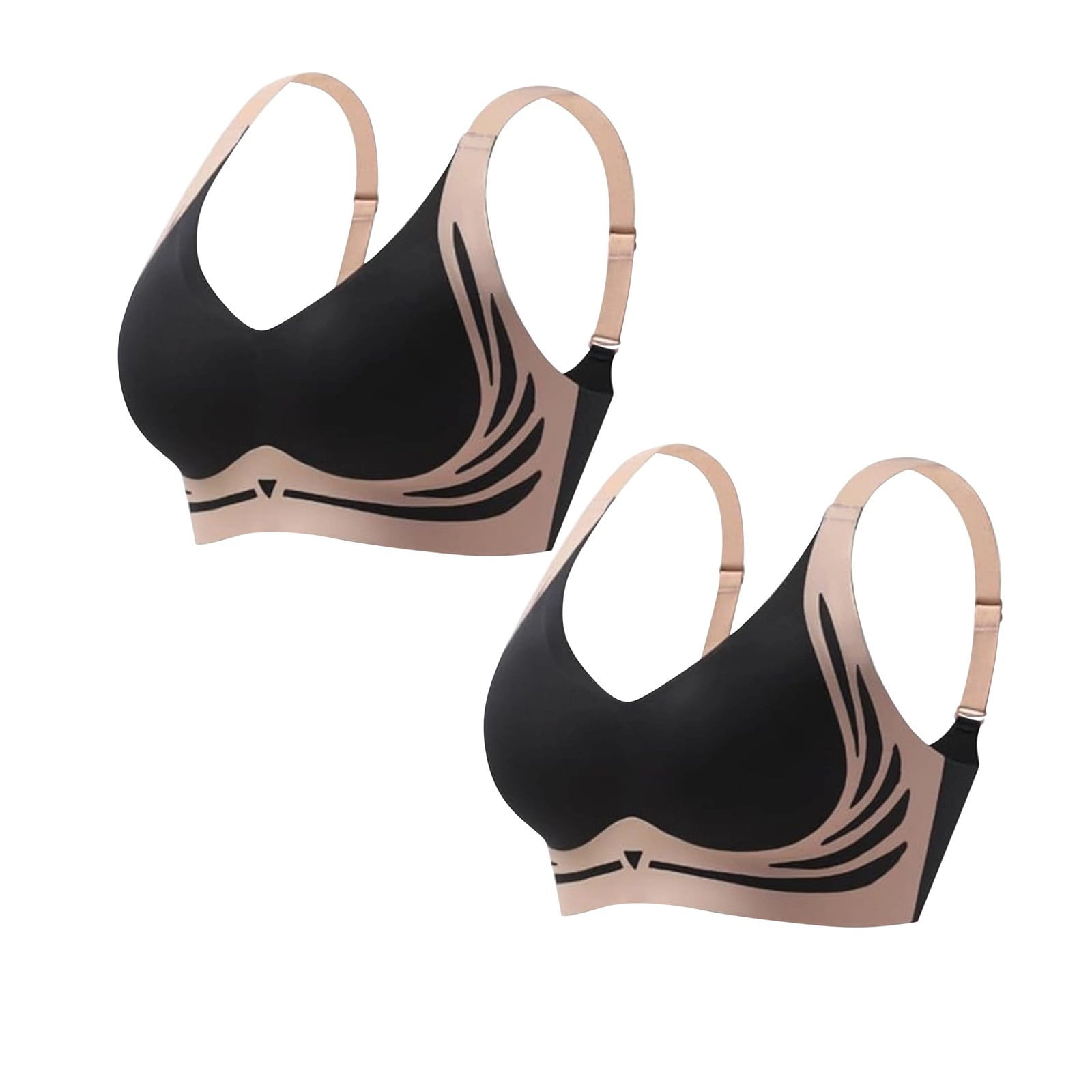 Black Bra Daily Comfort Wireless Shaper Bra Skin - Walmart.com