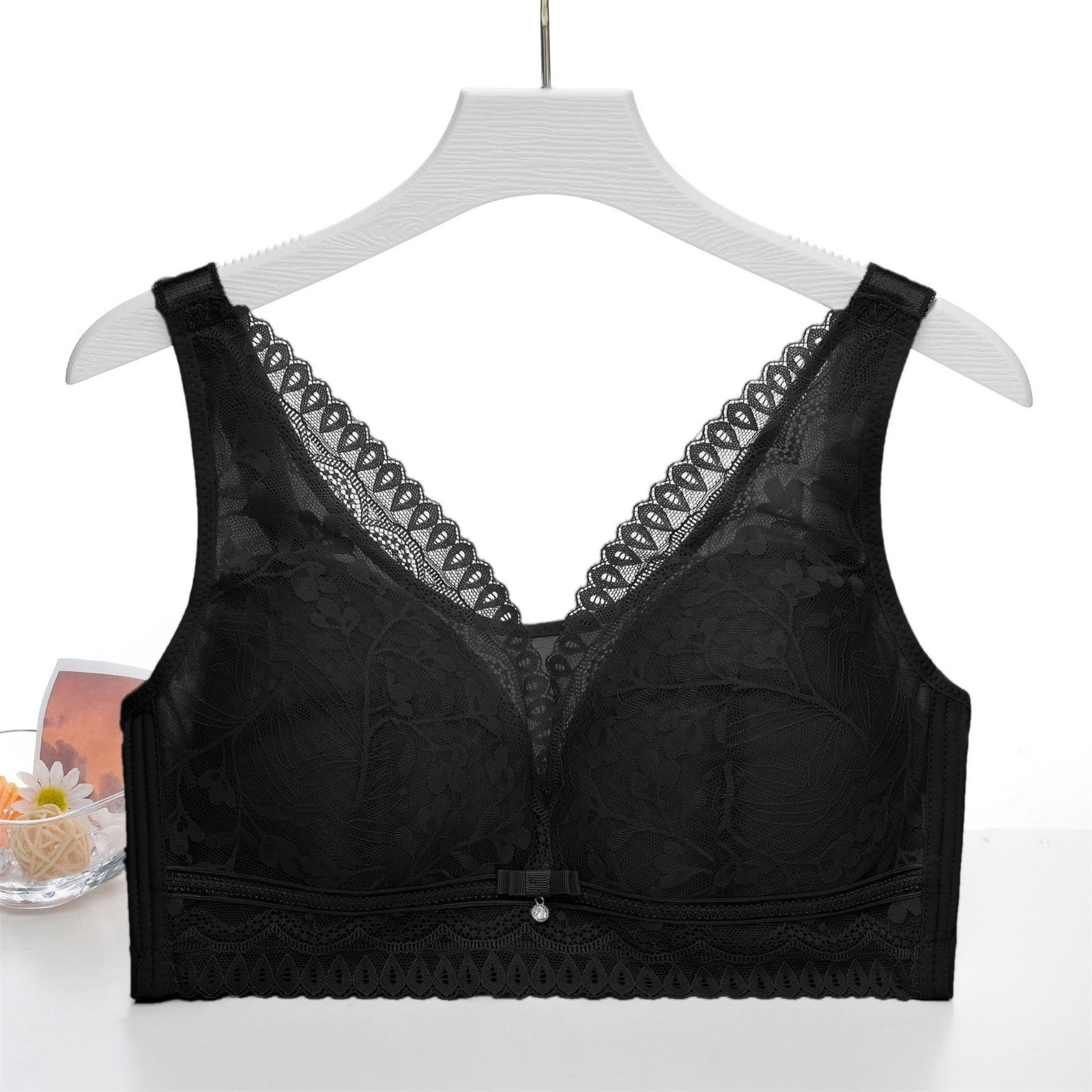 Black Bra Women's Fashionable and Casual Large Size Thin Underwear Tube ...