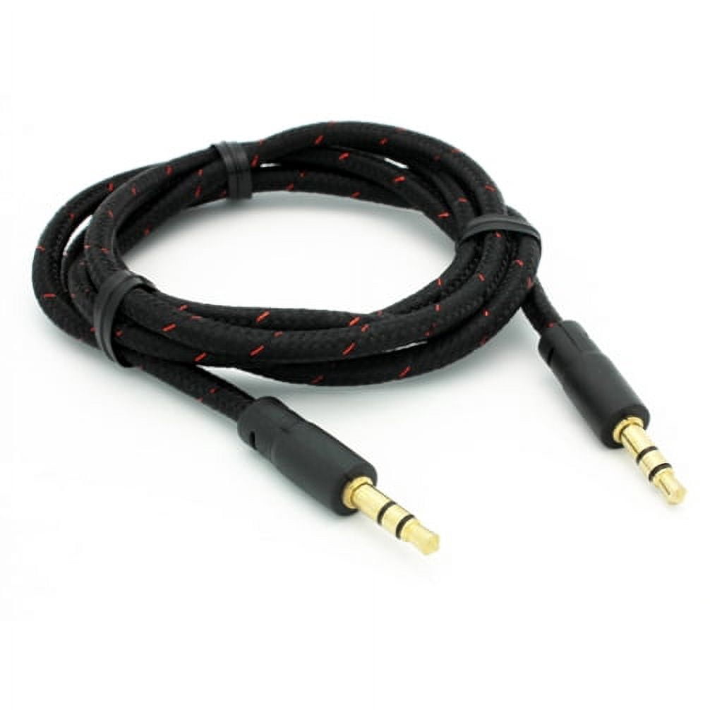 Black Braided Aux Cable Car Stereo Wire Audio Speaker Cord 3.5mm Jack ...