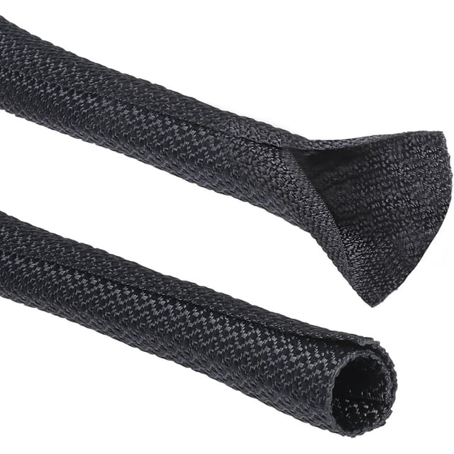 Black Braided Cable Management Sleeves Wire Loom Tubing Cord Protector ...