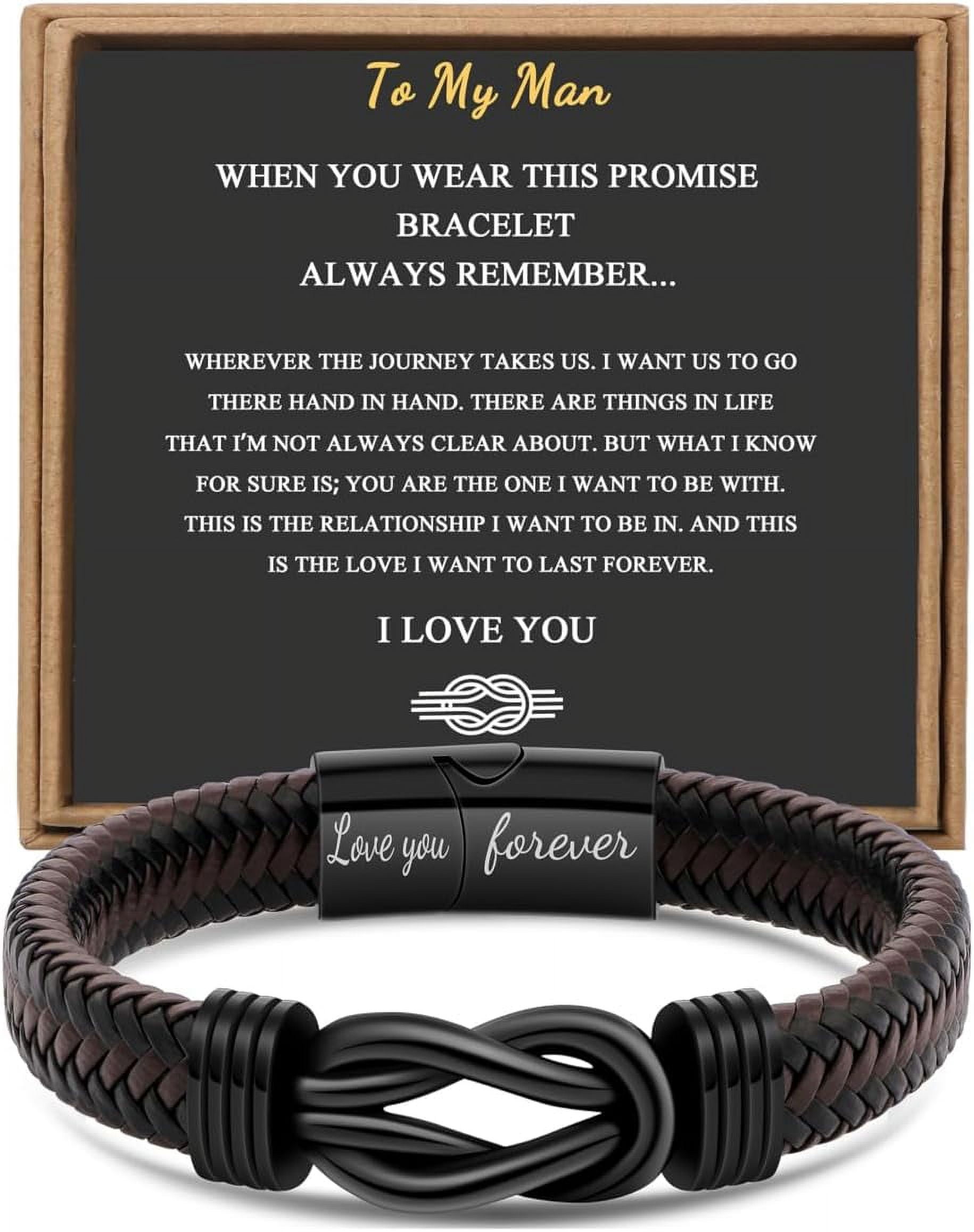 Black Braided Leather Infinity Bracelet with Stainless-steel Clasp ...